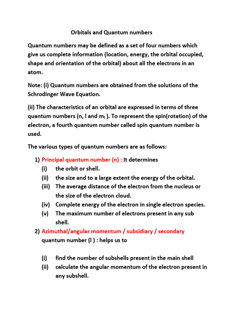 Orbitals and Quantum Numbers | PDF | Atomic Orbital | Physical Chemistry