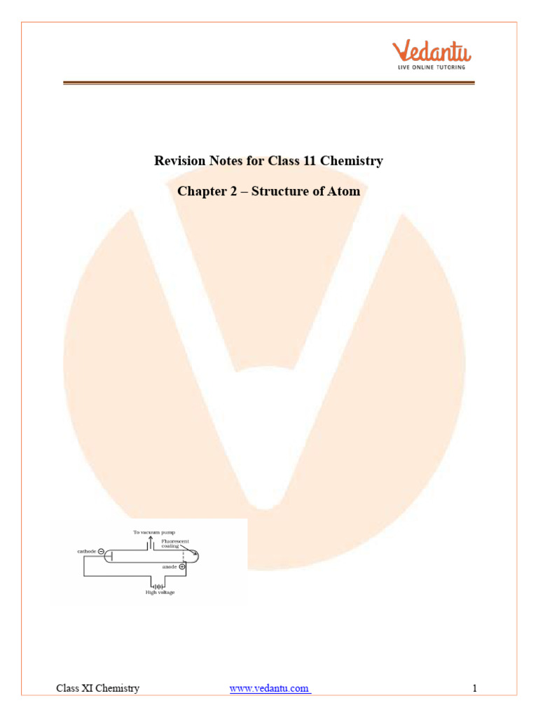 Chemistry Chapter 2 Structure of Atom Class 11 Notes - FREE PDF | PDF ...