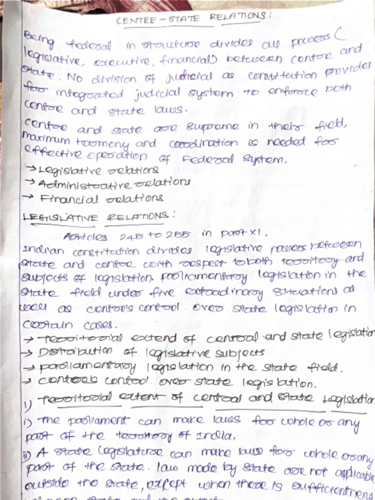 Centre - State Relations | PDF