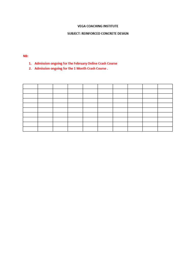 RCC Design Answer Key & Course Info | PDF