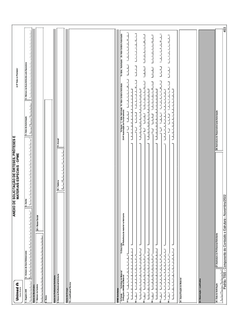 Anexo de Solicitação de Órteses, Proteses e Materiais Especiais - OPME ...