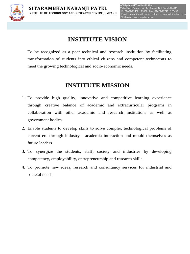 2 Institute Vision Mission | PDF