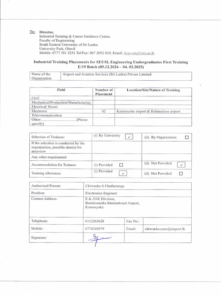 Trainning Placement Reserve Form by Establishment - Scan | PDF