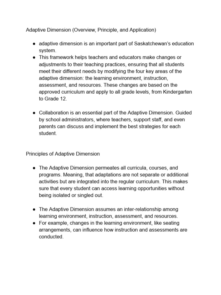 Adaptive Dimension (Overview, Principle, and Application) | PDF ...