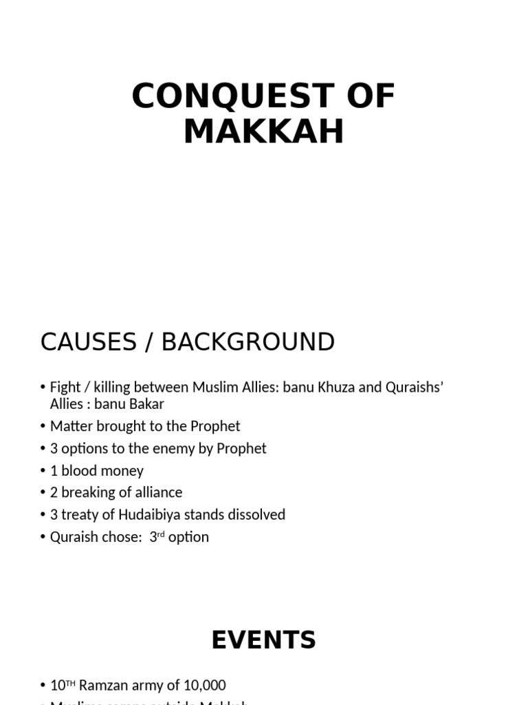 Conquest of Makkah: Causes and Events | PDF | Muhammad | Mecca