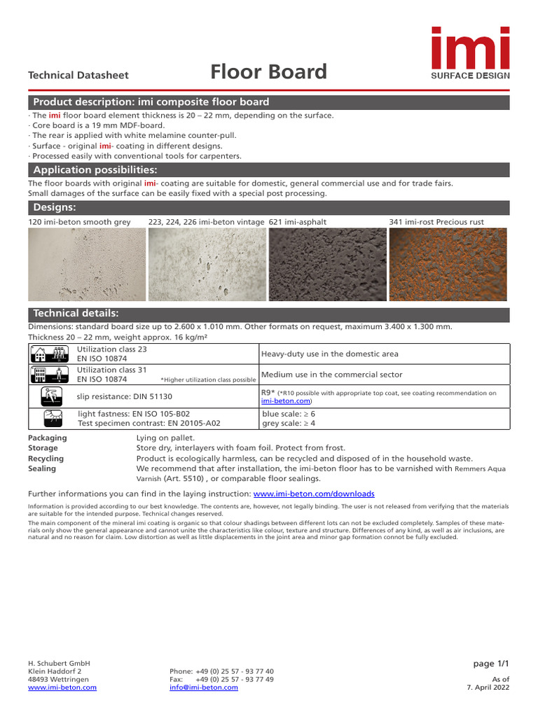 imi-floor-board-technical-datasheet-EN-04.22 | PDF | Materials ...