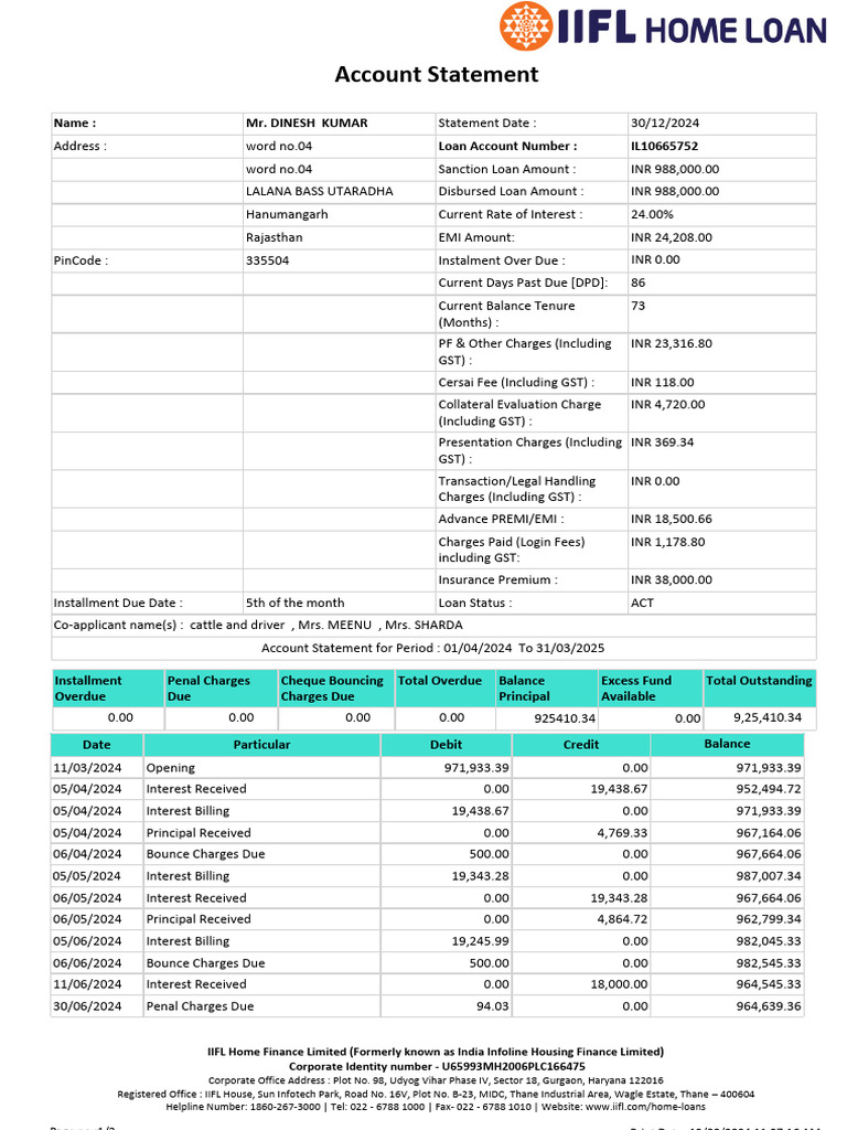 IIFL ACCOUNT STATMENT | PDF | Banking | Credit
