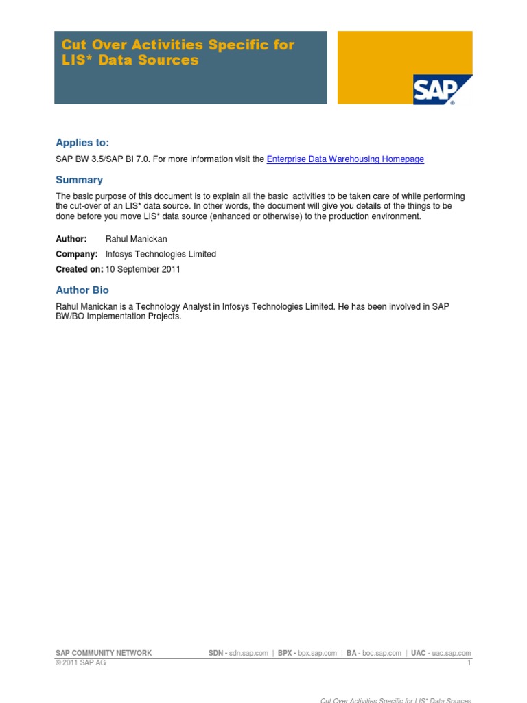 Cut Over Activities Specific For LIS Data Sources: Applies To | PDF | Areas Of Computer Science ...