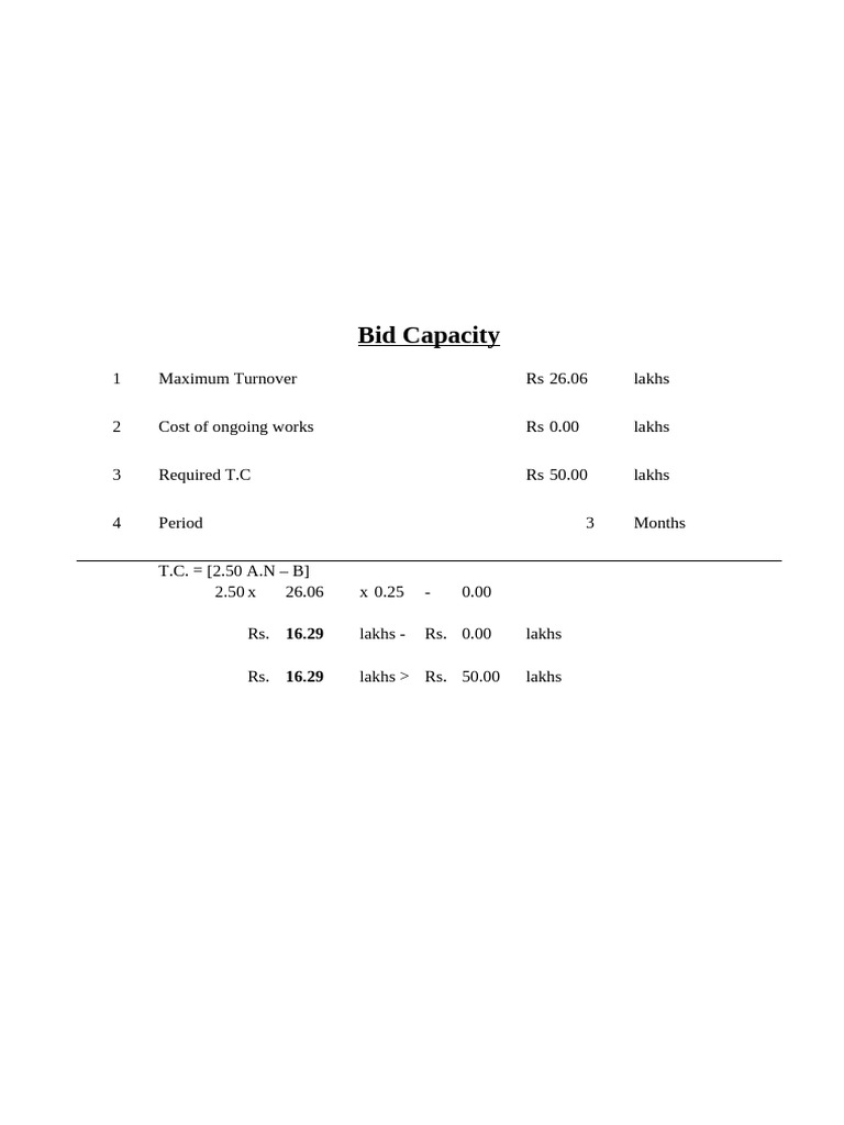 Bid Capacity | PDF