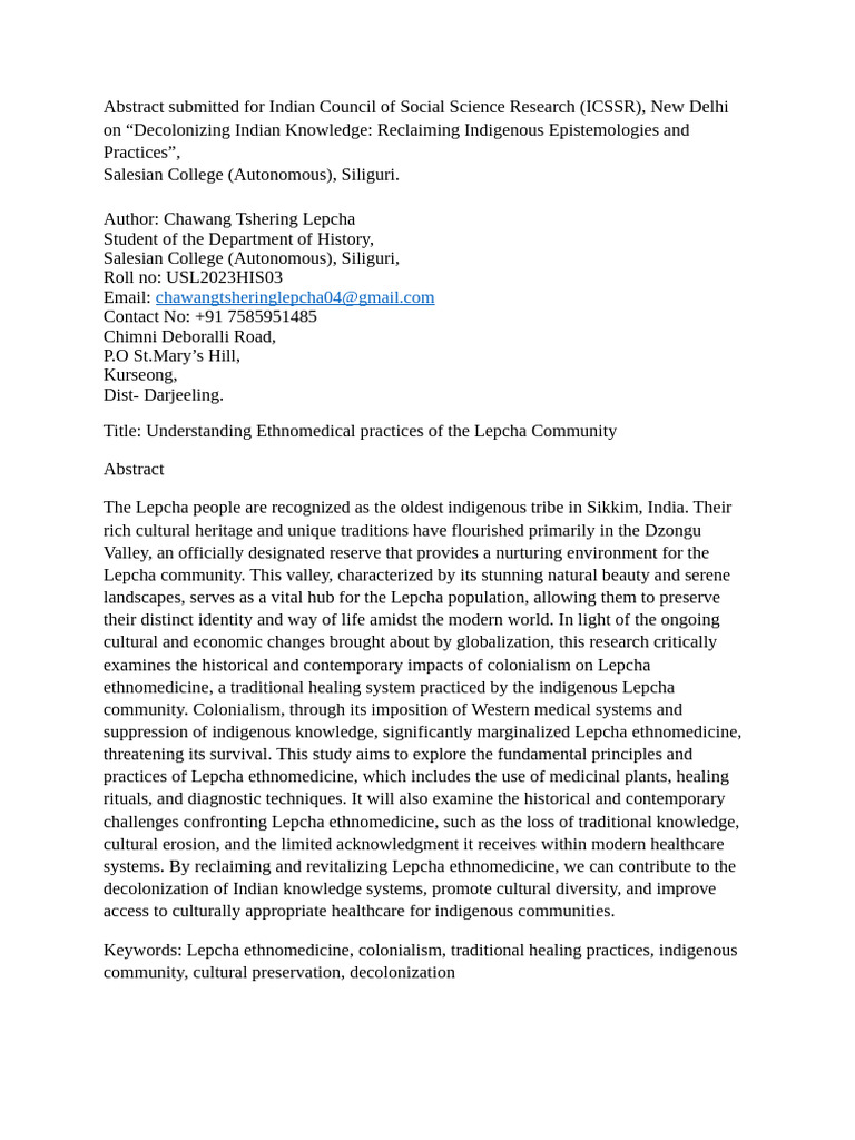 Understanding Ethnomedical Practices of The Lepcha Community | PDF | Alternative Medicine ...