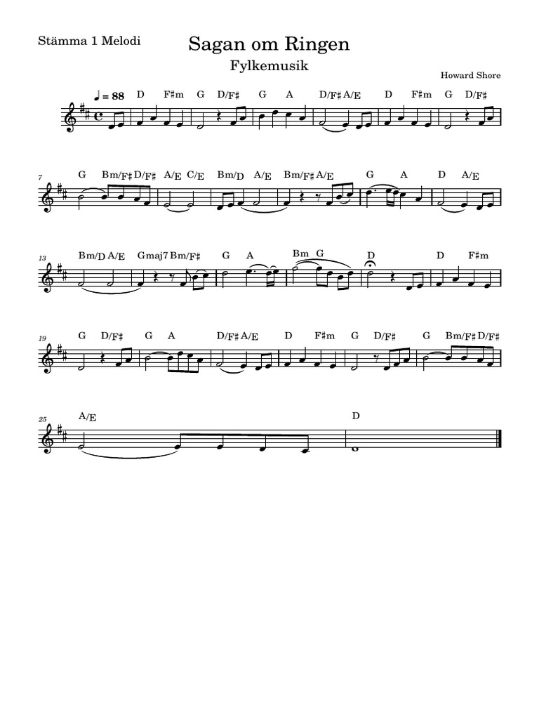 Sagan Om Ringen-Stämma 1 Melodi | PDF