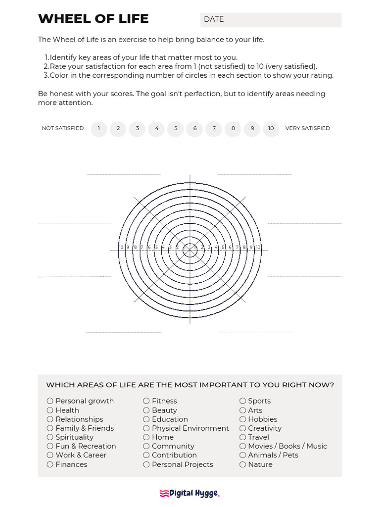 Wheel of Life Worksheet Blank (1) | PDF