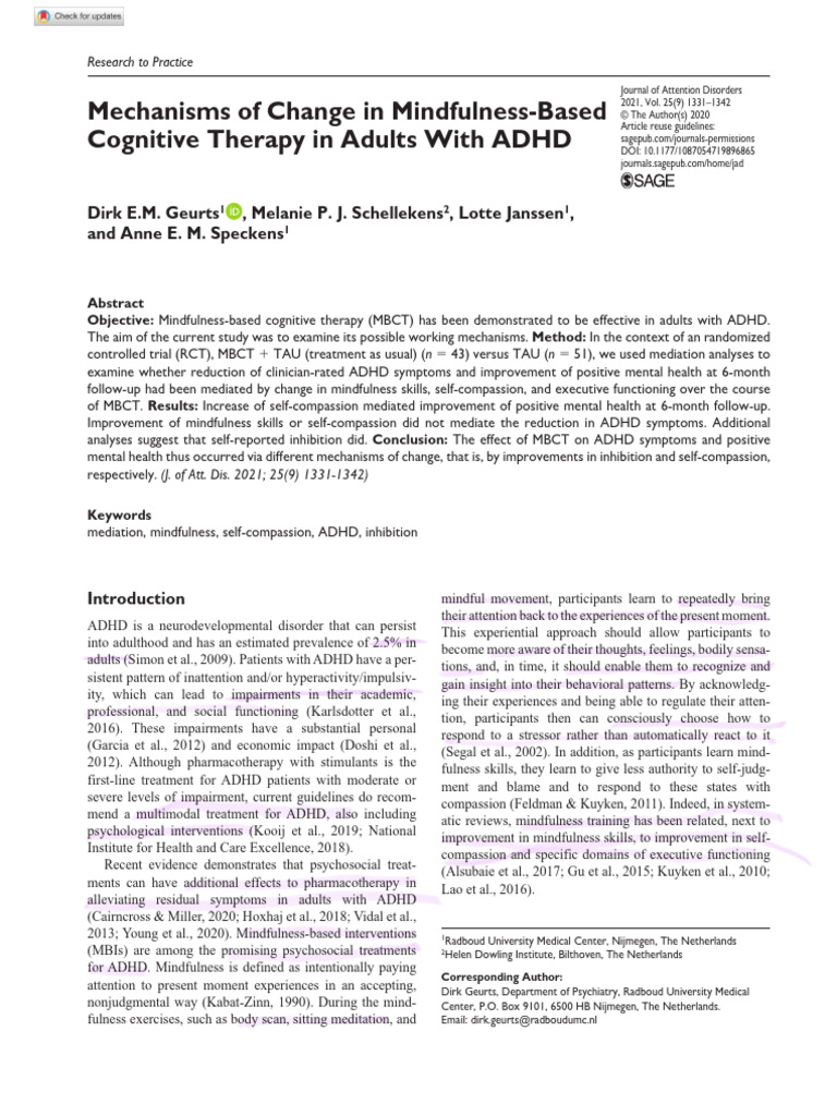 Mindfulness Therapy's Impact on ADHD | PDF | Attention Deficit ...
