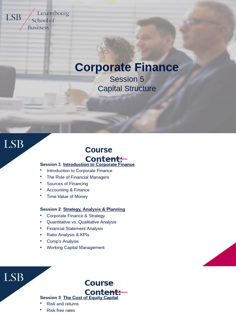 LSB - MiM - Corporate Finance 2024 - Session 5 | PDF | Capital ...
