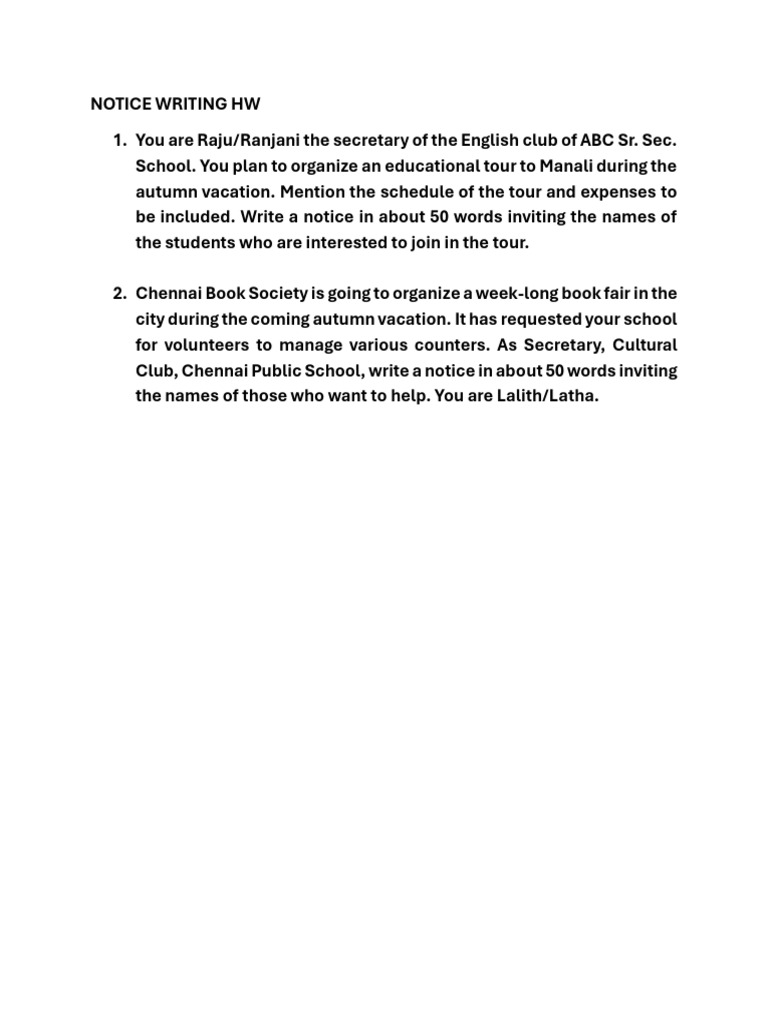 Notice Writing | PDF