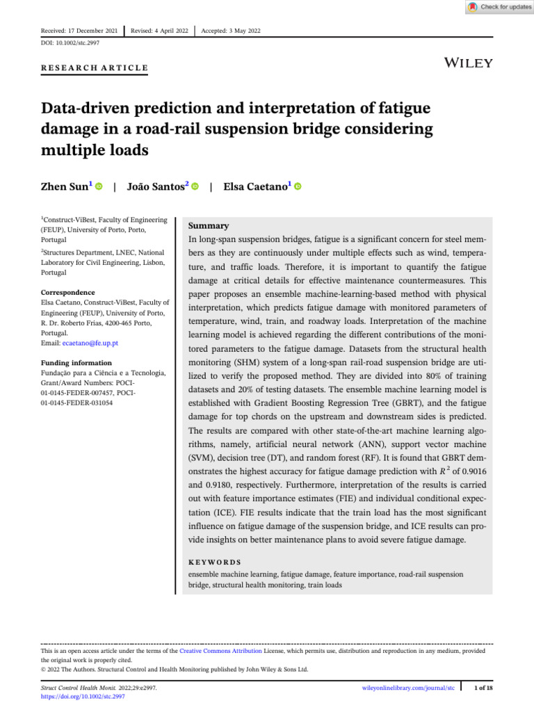 Structural Contr Hlth - 2022 - Sun - Data‐driven prediction and ...