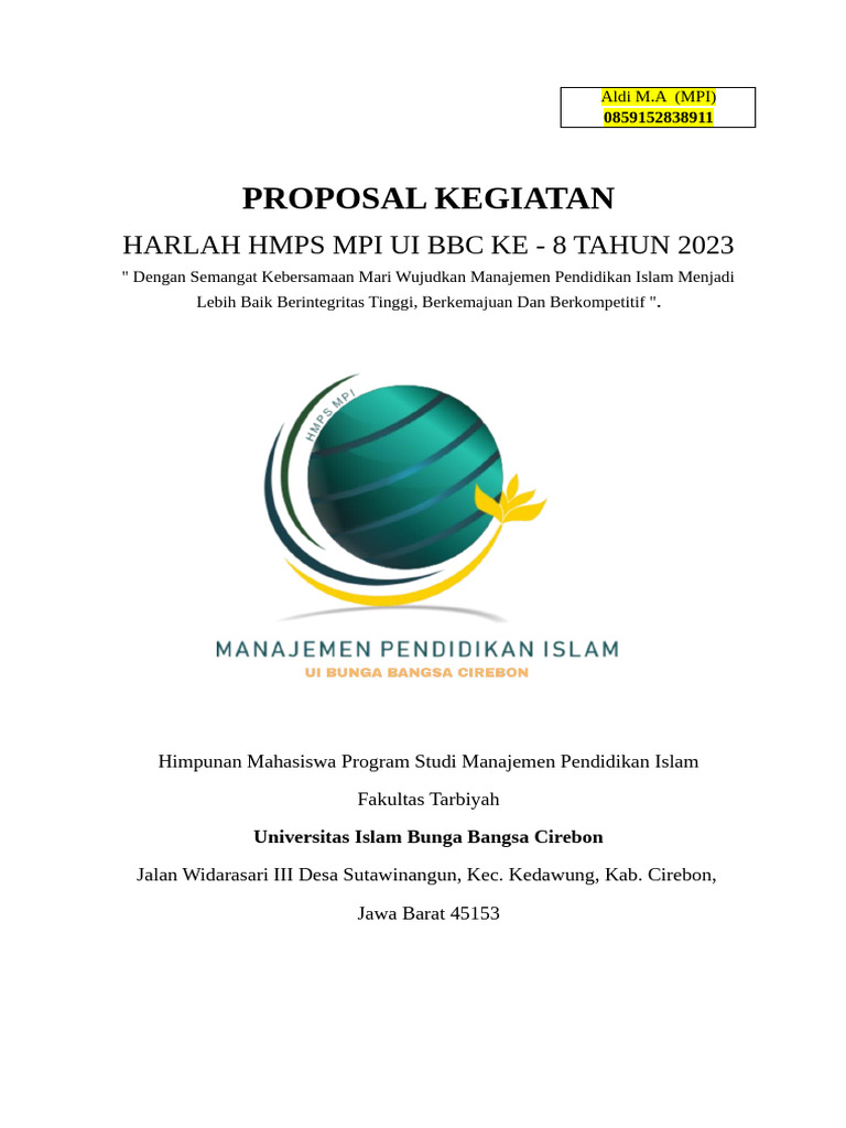 Proposal HARLAH HMPS MPI KE 8 | PDF