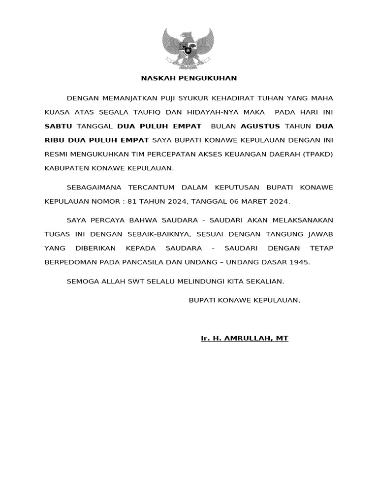 Naskah Pelantikan Fix | PDF