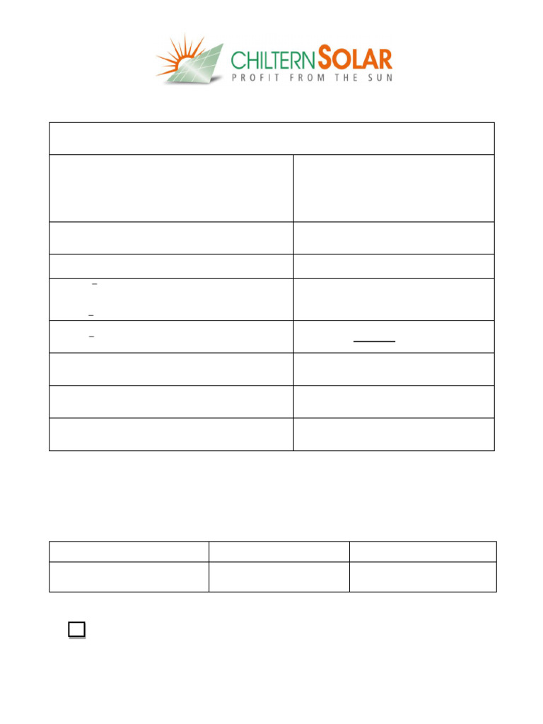 Chiltern Solar Order Form | PDF | Power (Physics) | Electricity