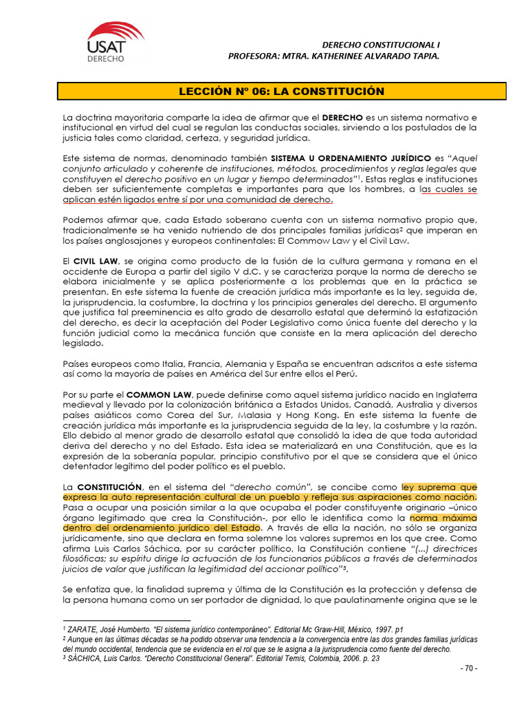 Lección 06 La Constitución | PDF | Constitución | Derecho civil ...