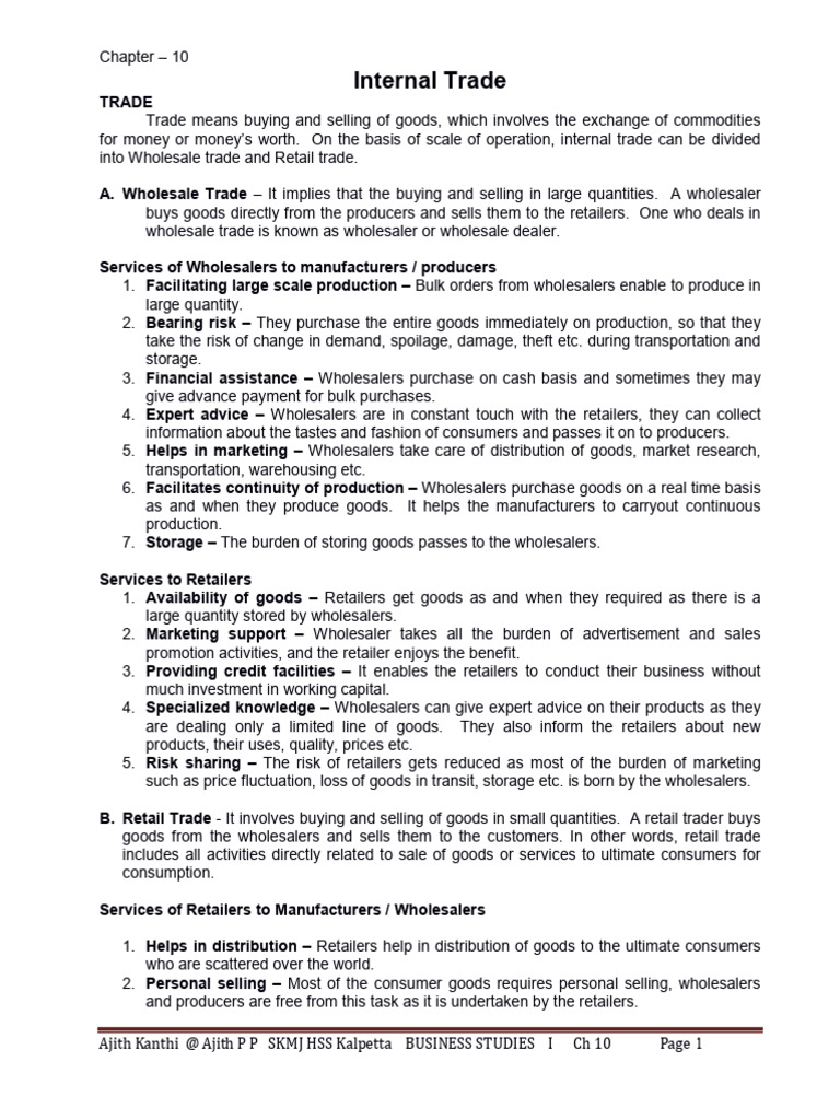 Understanding Internal Trade Dynamics | PDF | Retail | Taxes