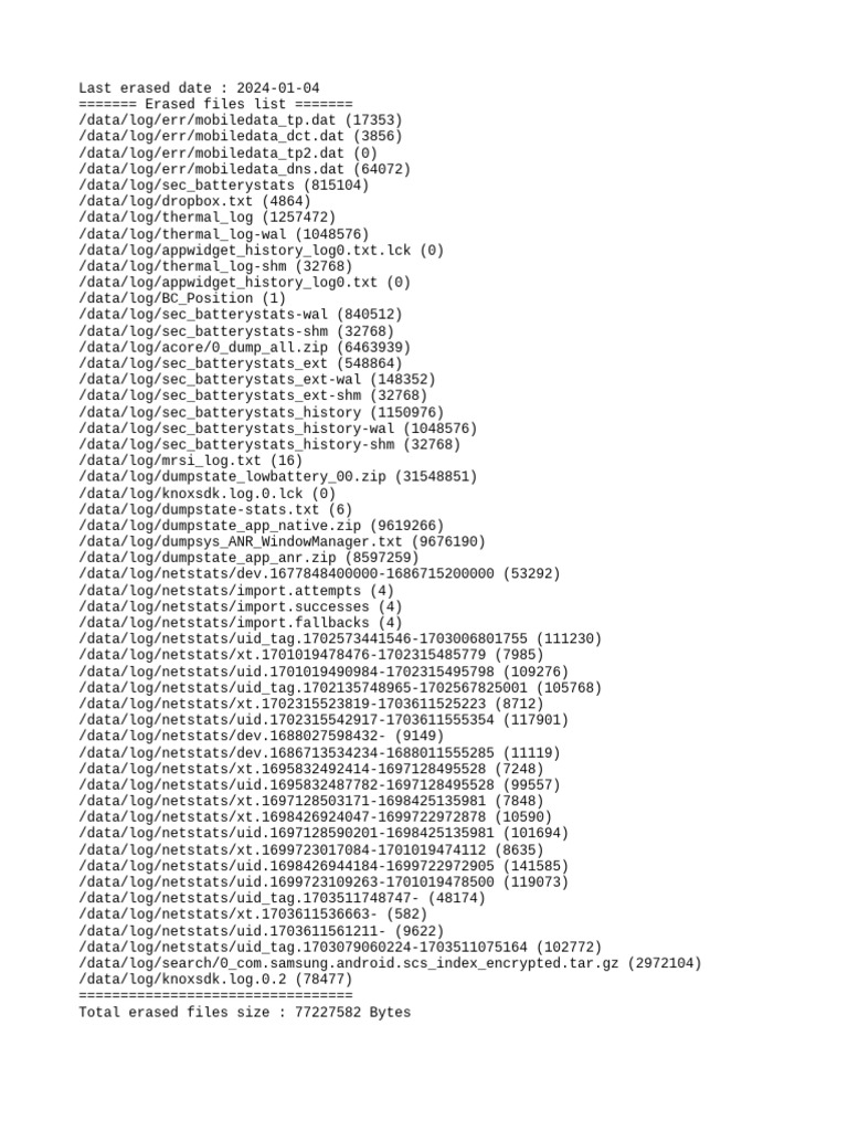 Erased Log by Sos | PDF | Zip (File Format) | Data Quality