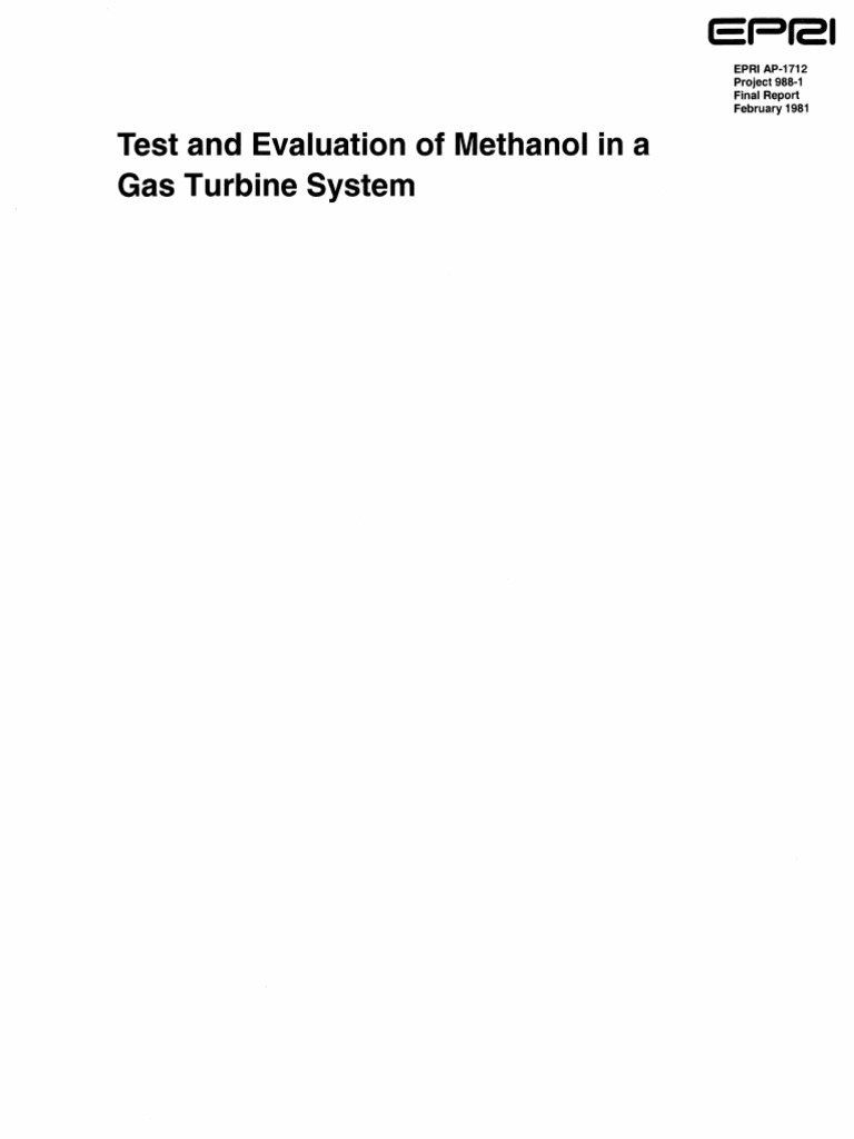AP - 1712 - Test and Evaluation of Methanol in A Gas Turbine System | PDF