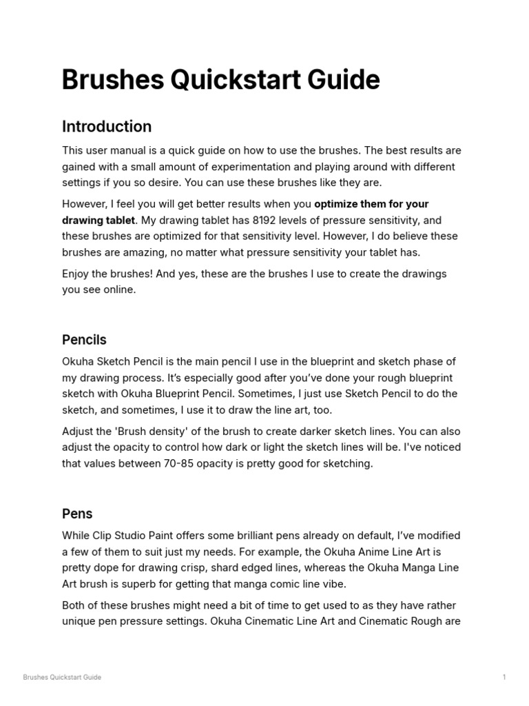 Brushes Quickstart Guide | PDF | Drawing | Pencil