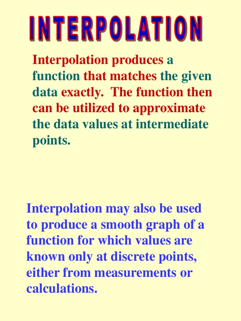 Interpolation Produces That Matches Exactly. The Function Then Can Be ...