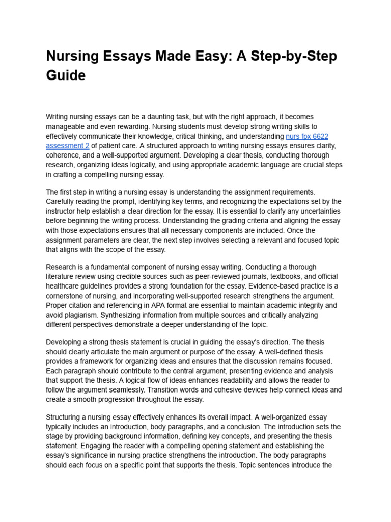 Nursing Essays Made Easy: A Step-by-Step Guide | PDF | Essays ...