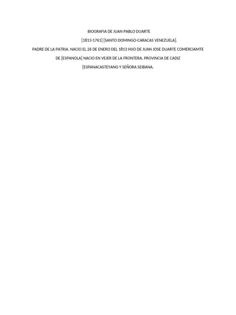 Biografía de Juan Pablo Duarte | PDF