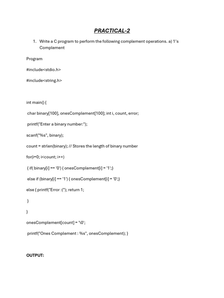 C Programming: Complement Operations | PDF
