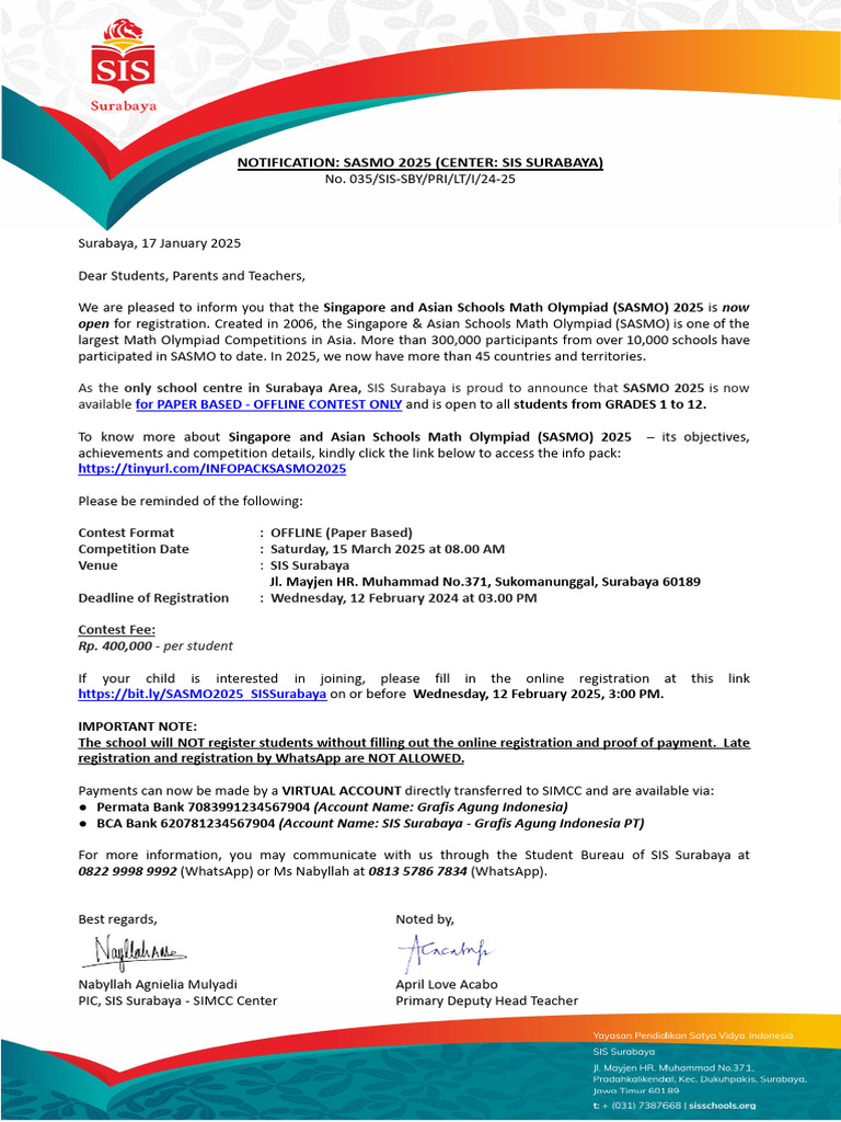 Sasmo 2025 Letter | PDF