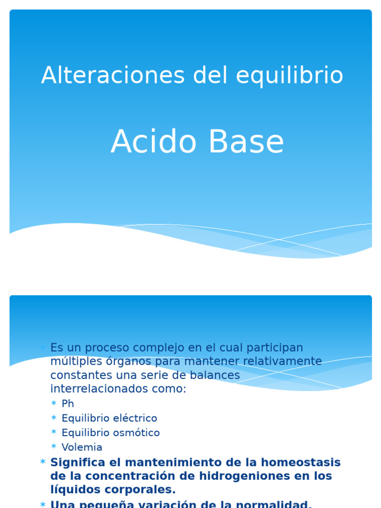 Alteraciones del Equilibrio Ácido-Base | PDF | Ph | Constante de ...