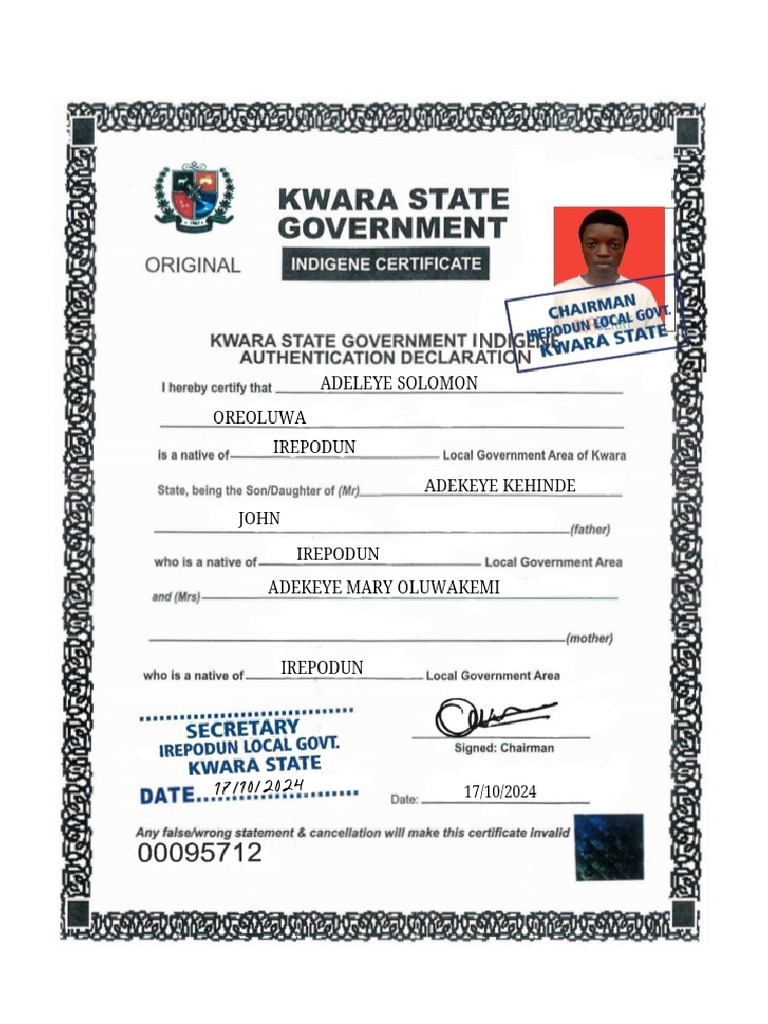 Kwara State Cert. | PDF