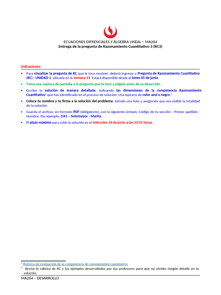 Entrega de RC3 en MA264 | PDF