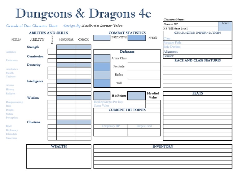 D&D 4E Character Sheet Template | PDF | Law | History