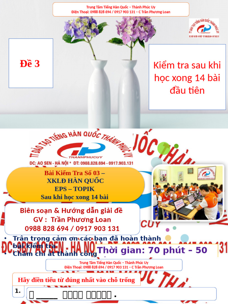 Bài Kiểm tra 03 sau học 14 bài đáp án chuẩn có file nghe | PDF