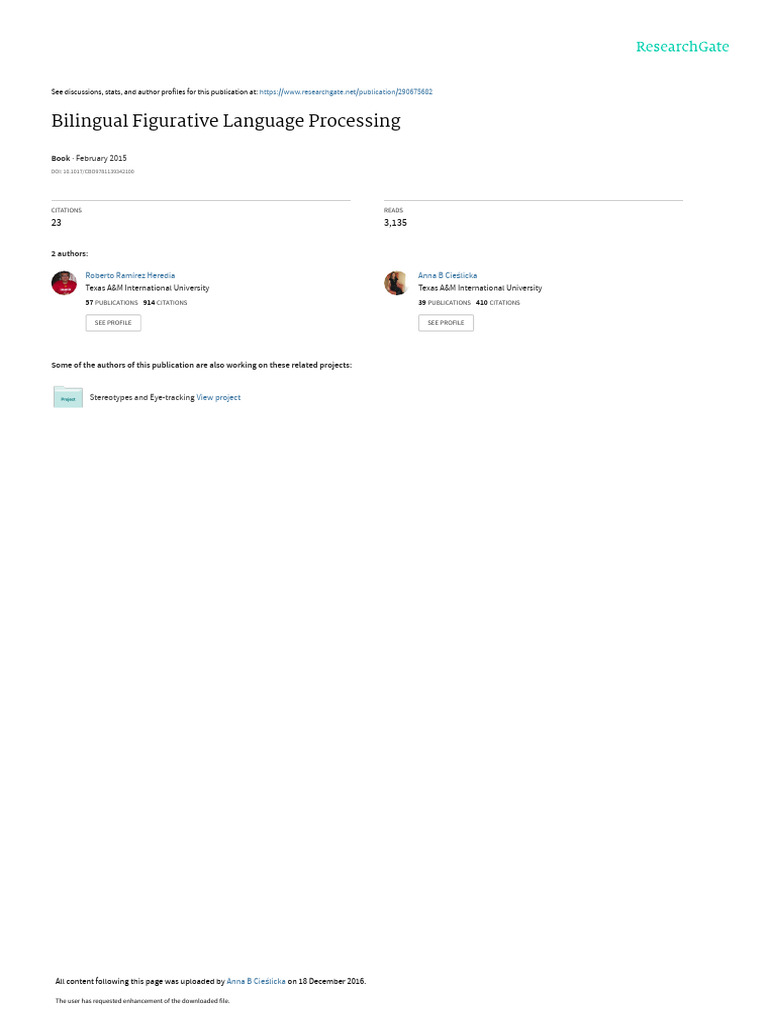 Bilingual Figurative Language Processing Watermarked Book | PDF | Idiom | Embodied Cognition