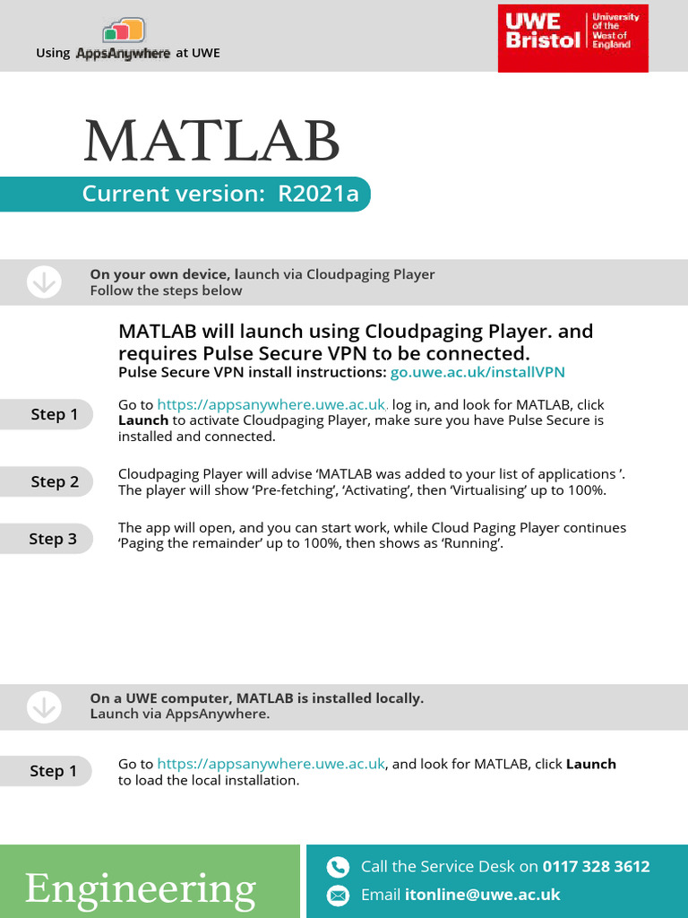 MATLAB Access via AppsAnywhere UWE | PDF
