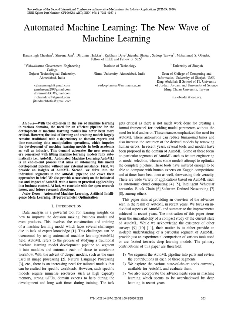 REF-10-Automated Machine Learning The New Wave of Machine Learning ...