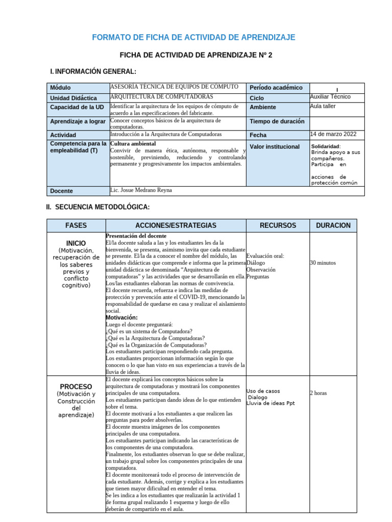 Ficha de Actividad Modelo y Lista de Cotejo | PDF | Evaluación | Maestros