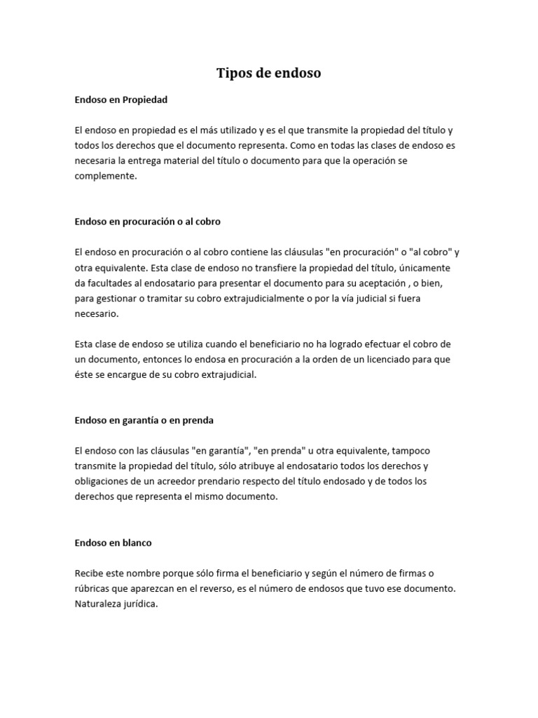 Tipos de Endoso | PDF