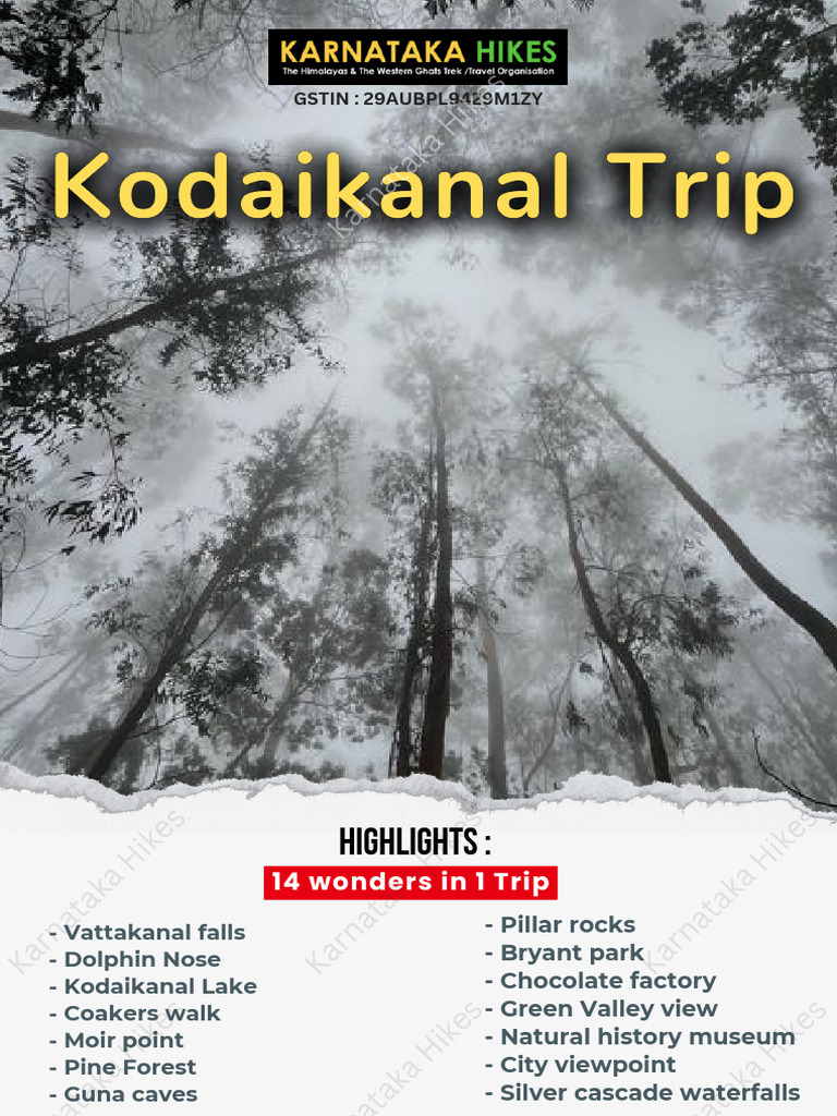 Kodaikanal Trip Karnataka Hikes | PDF | Insurance | Meal