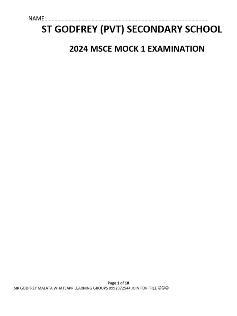 2024 MSCE Geography Mock Exam Paper | PDF | Natural Environment | Economies