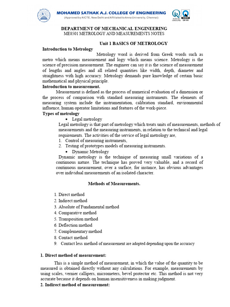 Me8501 LN | PDF | Calibration | Accuracy And Precision