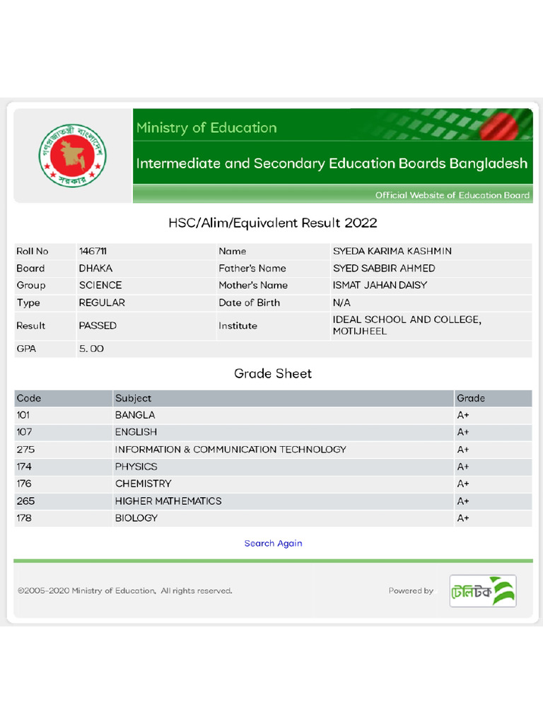 HSC MarkSheet | PDF