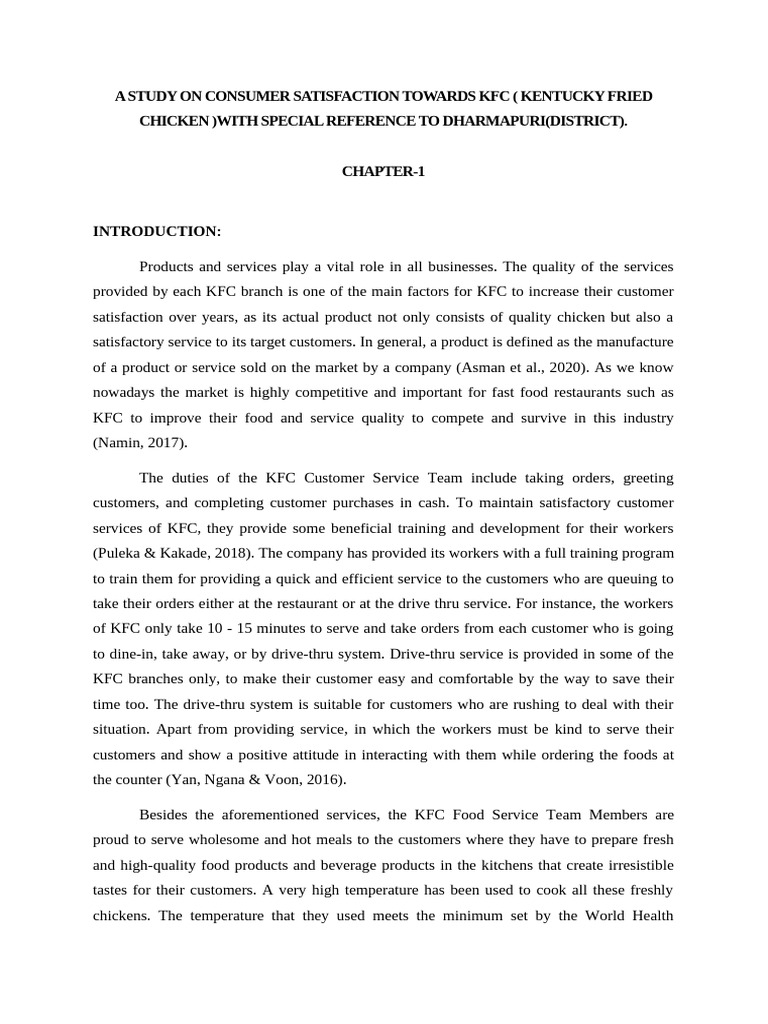 kfc project (1) | PDF | Sampling (Statistics)