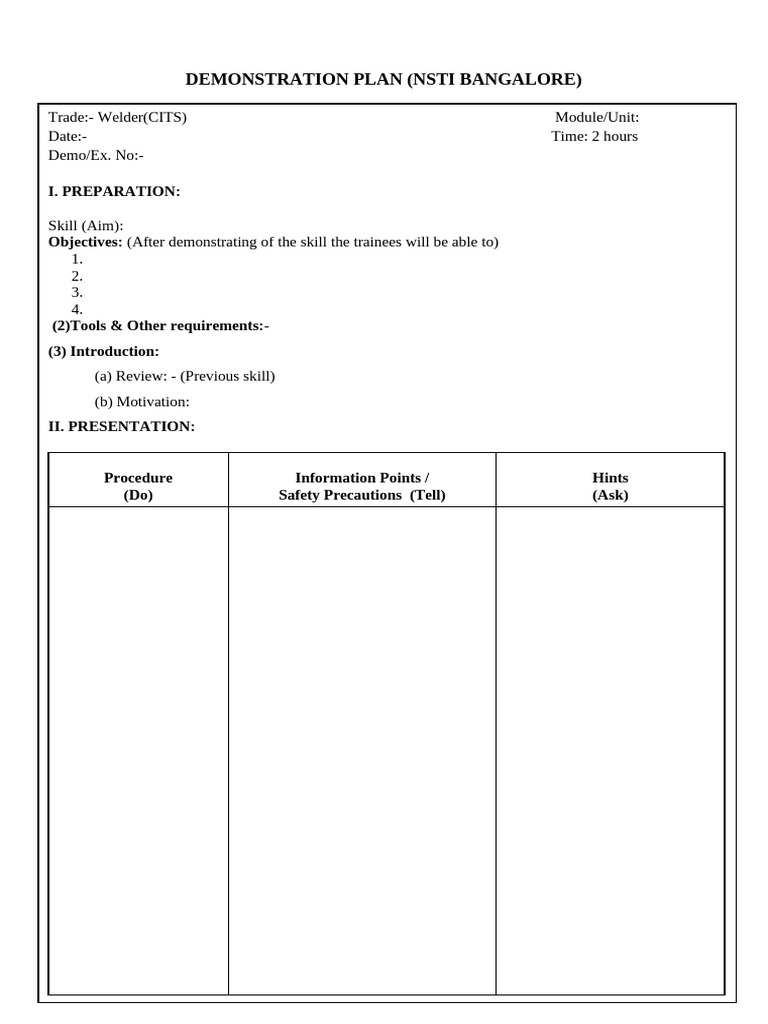 Demo Plan Formate Welder | PDF