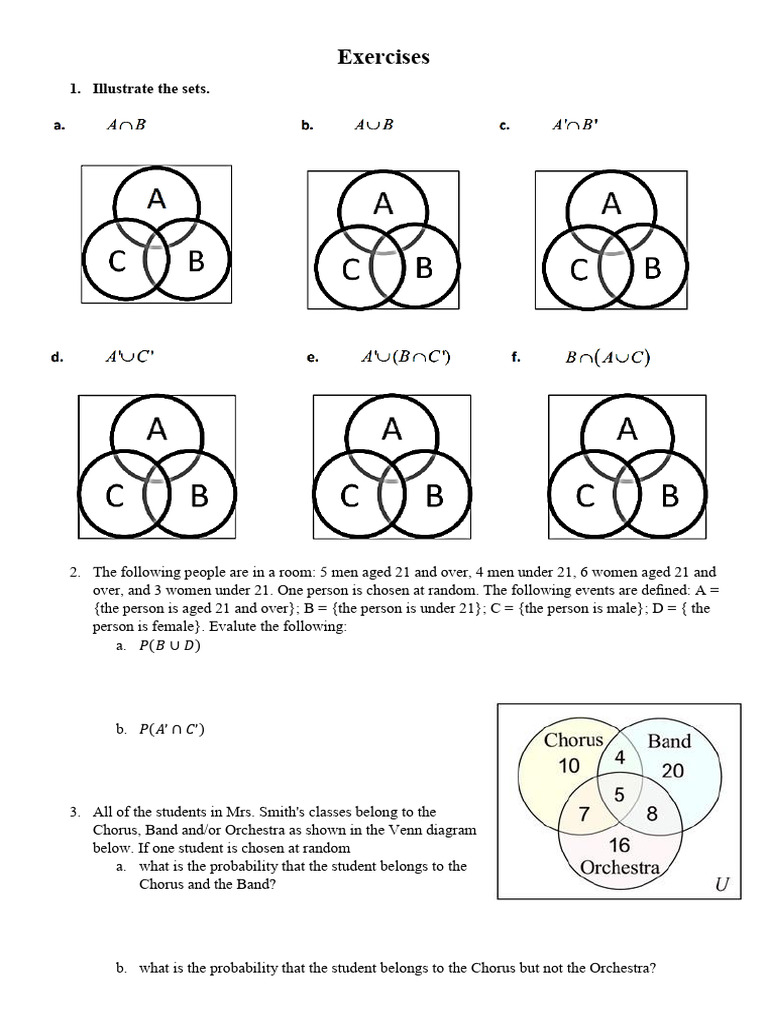Sets and Probability Exercise | PDF | Infographics